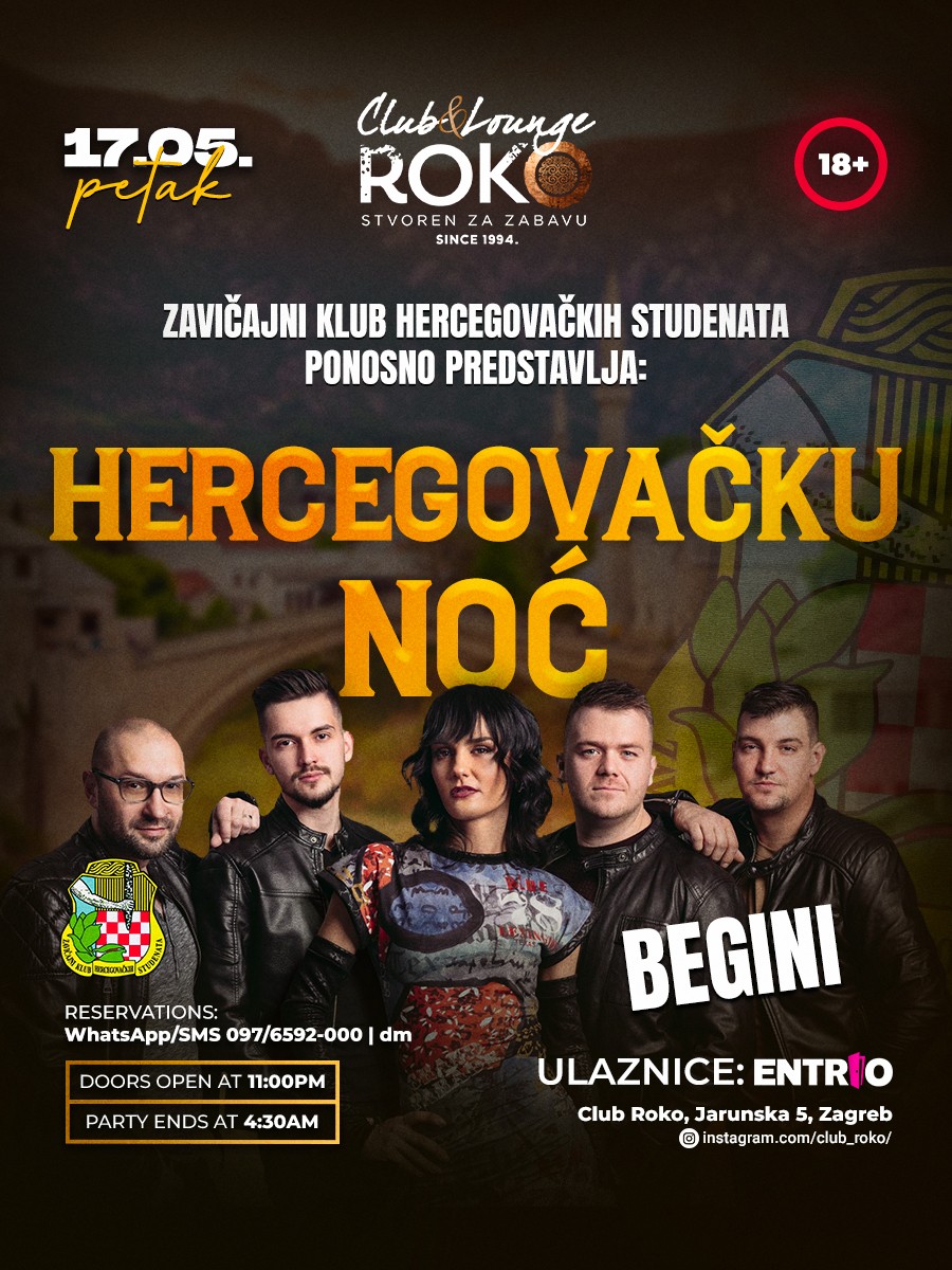 Ulaznice za Hercegovačka Noć @ Club Roko, Club Roko, Zagreb | Petak, 17 ...